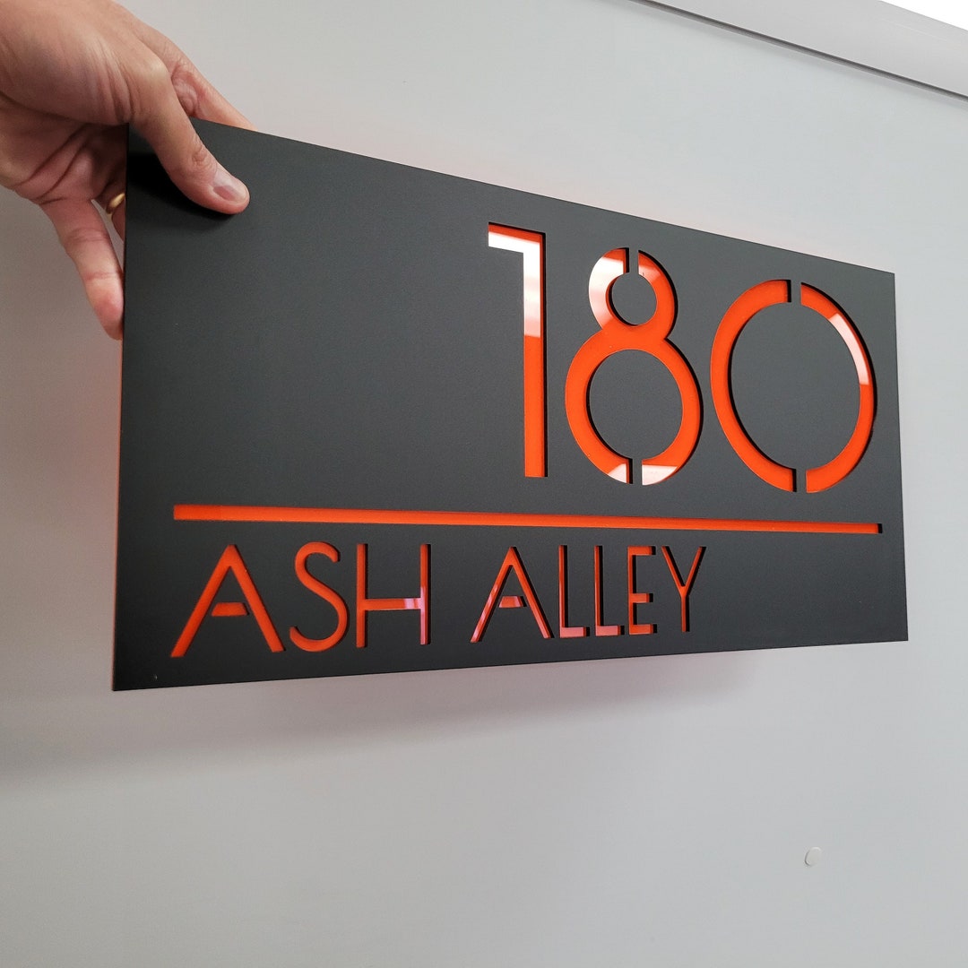 Modern Address Sign, Double Layered House Numbers, Address Plaque ...