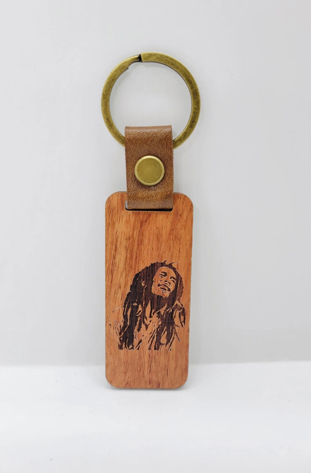 Custom Laser Engraved Keychain Cherry Leather Brass Ring Gift ...