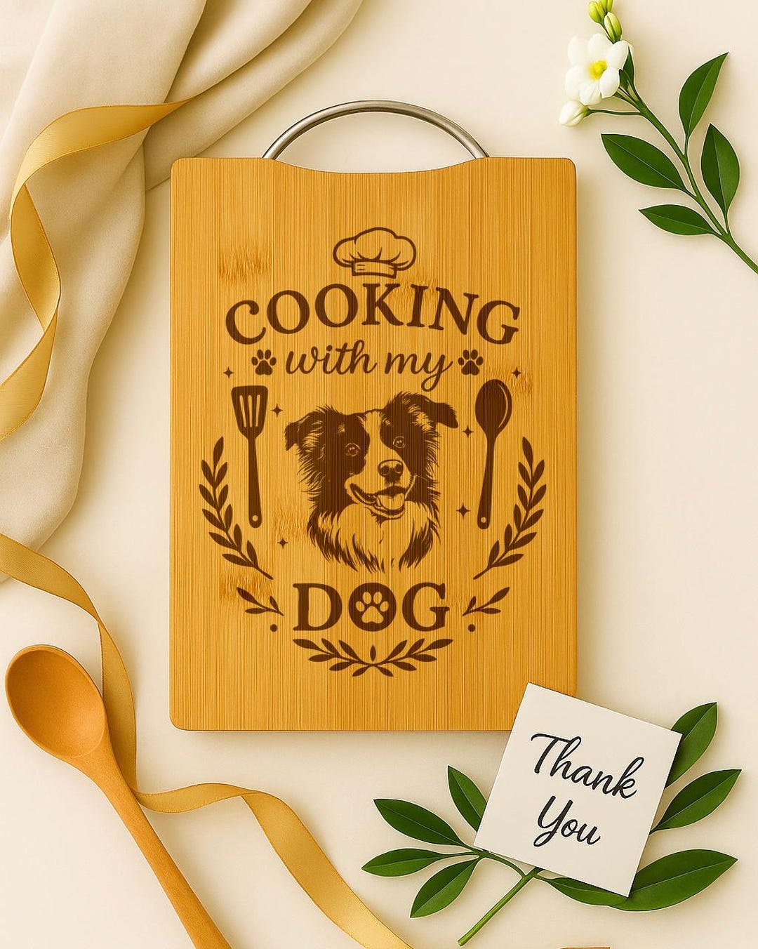 Border Collie Custom Engraved Bamboo Cutting Board for Dog Lovers ...