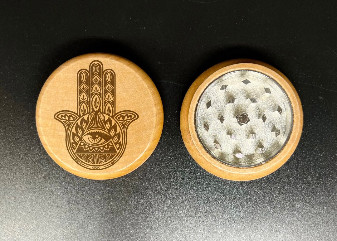 Hand of God Hand Made Wooden Grinder Double Side Engraving 2 Piece ...