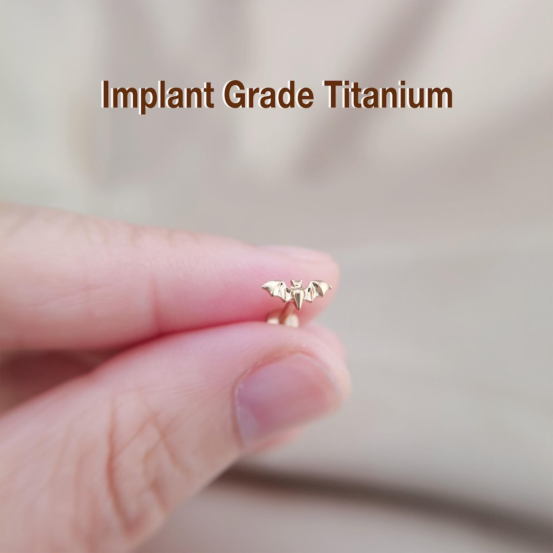 20G/18G/16G Tiny Titanium Bat Threadless Push Pin Labret Flat Back Stud ...