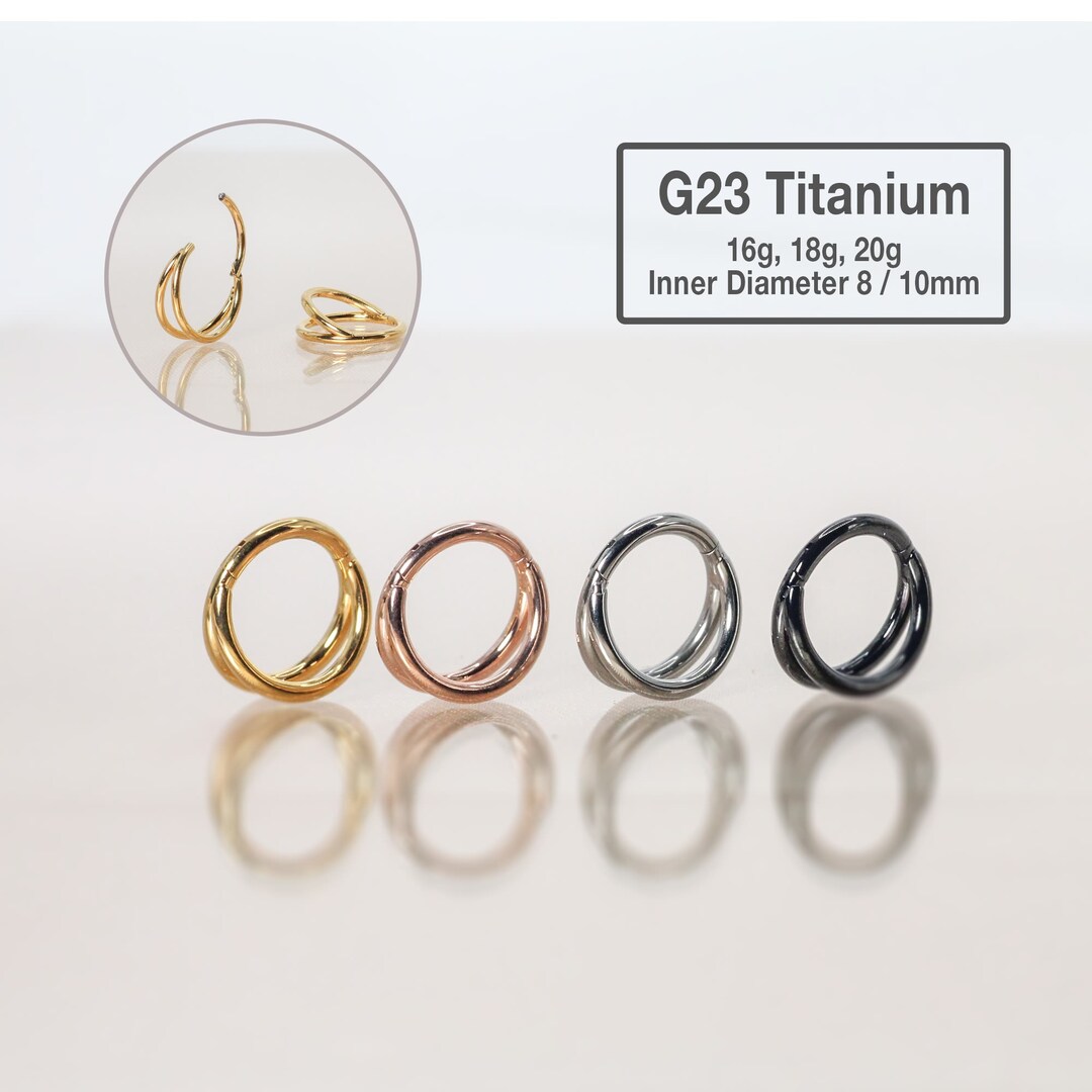 20G/18G/16G Titanium Double Hinge Hoop Hinged Segment Nose Ring double ...