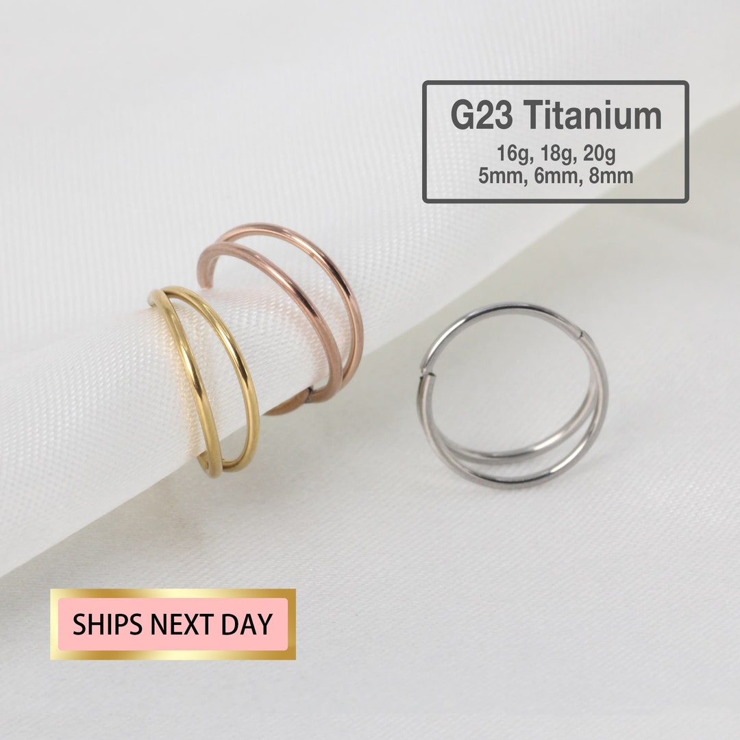 20G Titanium Double Hoop Nose Ring/cartilage Hoop/conch Earring/daith ...