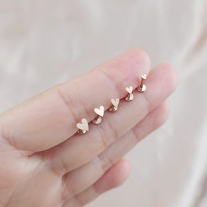 Tiny Heart Threadless Push Pin Labret, Titanium Cartilage Earring ...
