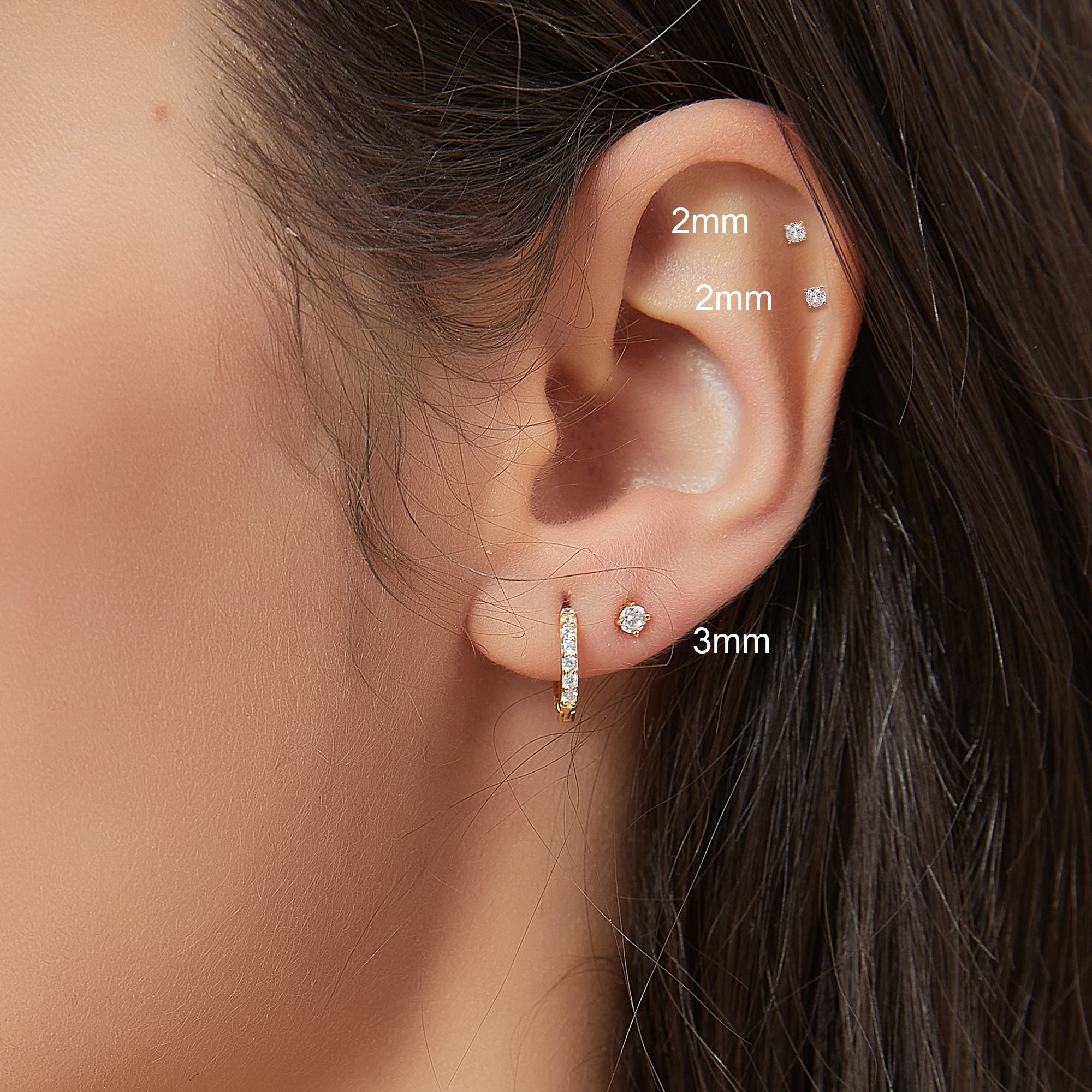 20G/18G/16G Tiny Threadless Push Pin Labret Stud, 1.5mm~3mm Gold Labret ...