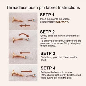 20G/18G/16G Titanium Black Spark Opal Threadless Push Pin Labret ...