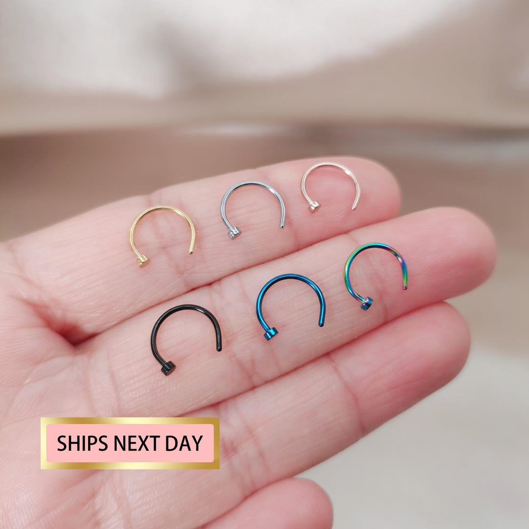 20G 18G Open Nose Hoop C Type Nose Ring Surgical Steel Simple Nose Hoop ...