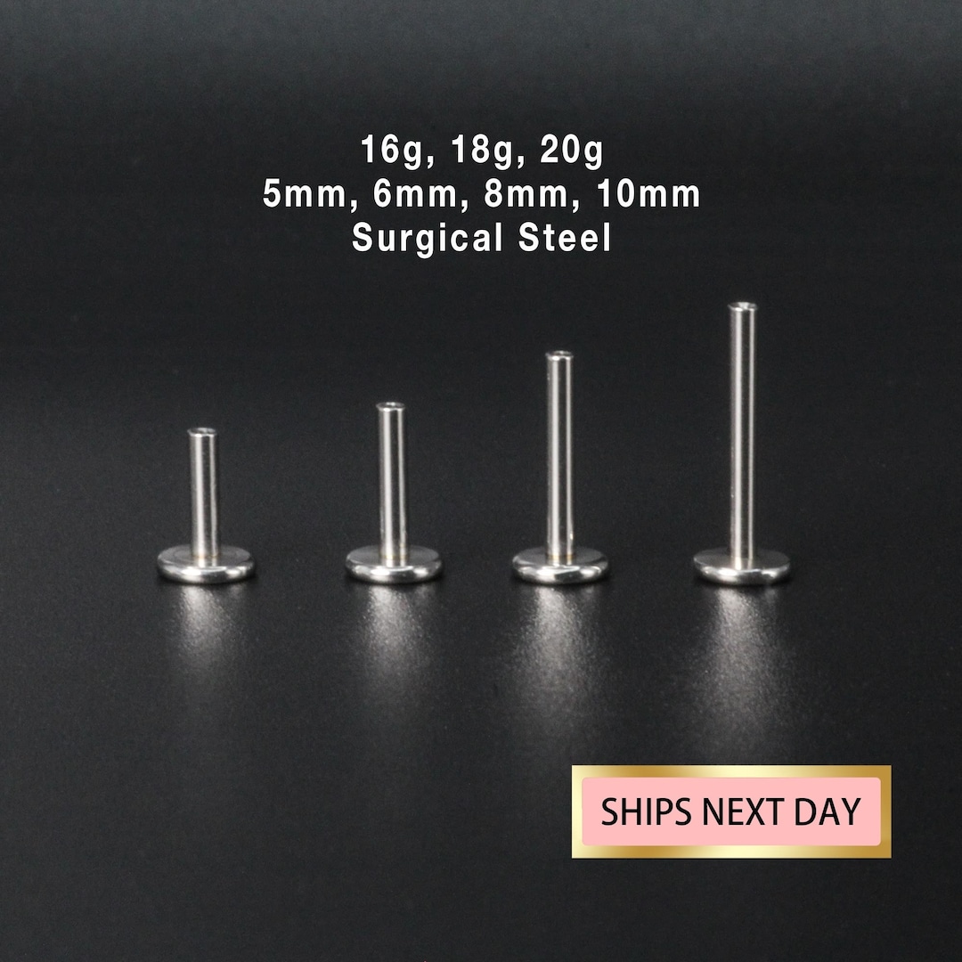 16G/18G/20G - 5,6,8,10mm THREADLESS Push Pin Labret Bar Replacement ...