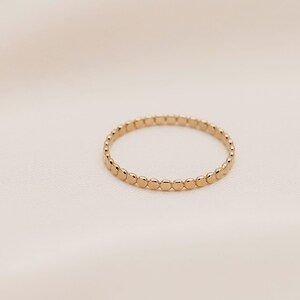 14K Gold Filled Ring, Gold Beaded Ring, Flat Bead Ring, Gold Bead Ring, Gold Stackable Ring ...