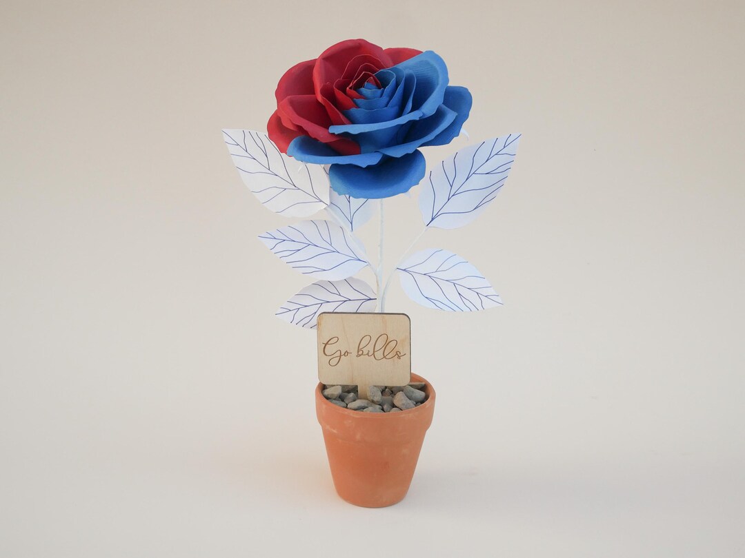 Bills Inspired Paper Rose With Custom Wooden Sign - Etsy