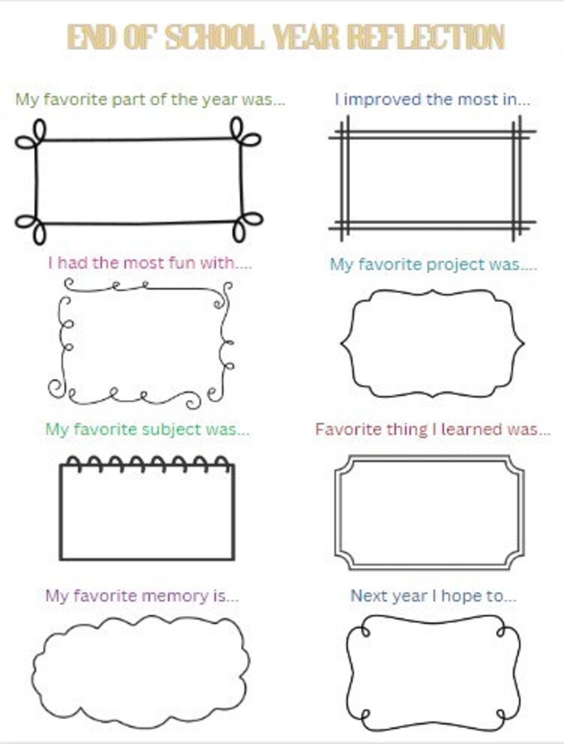 End of School Year Reflection - Etsy
