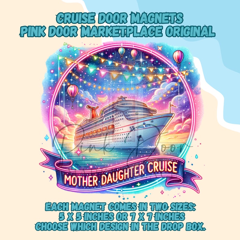 Mother Daughter Cruise Door Magnet, Watercolor Travel Decor - Etsy