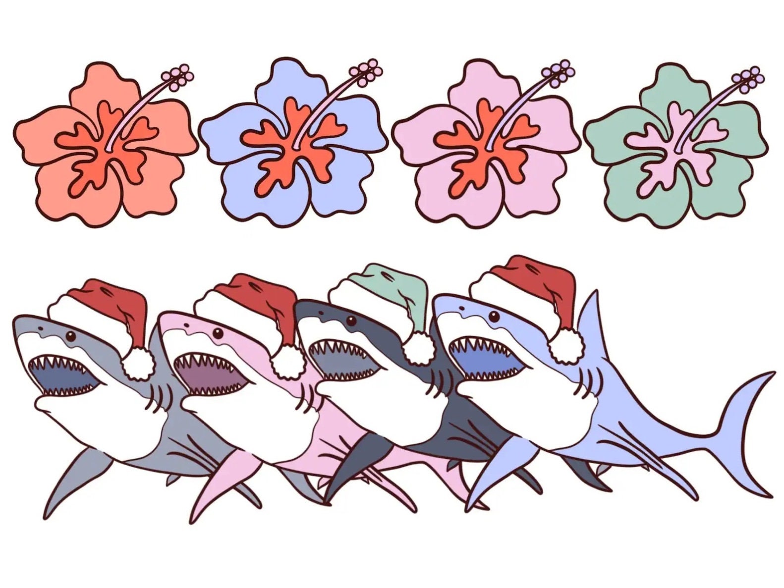 Tropical Christmas Clipart, Boho Christmas Clip Art, Hippie Christmas ...