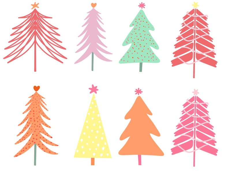 Boho Christmas Tree Clipart, Boho Christmastree Clip Art, Minimalist ...