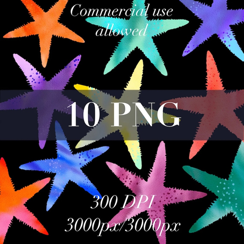 Starfish Clipart Watercolor Starfish Png Starfish Clip Art - Etsy