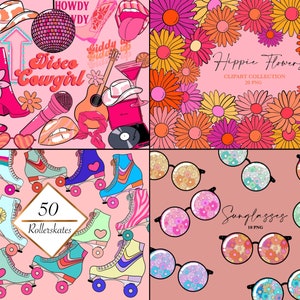 Hippie Clipart Bundle Groovy Clip Art Set Boho Clipart Png - Etsy