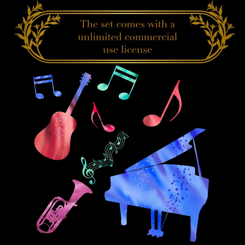 Watercolor Music Clipart Commercial Use Clip Art Music Notes - Etsy