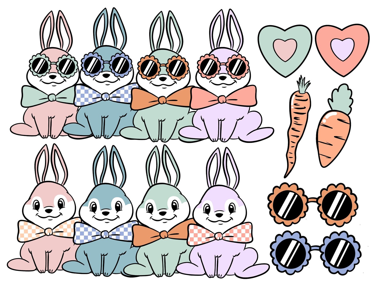 Groovy Easter Clipart Hippie Easter Clip Art Easter Bunny - Etsy