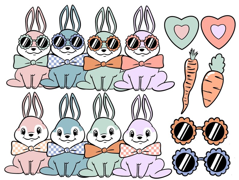 Groovy Easter Clipart Hippie Easter Clip Art Easter Bunny - Etsy