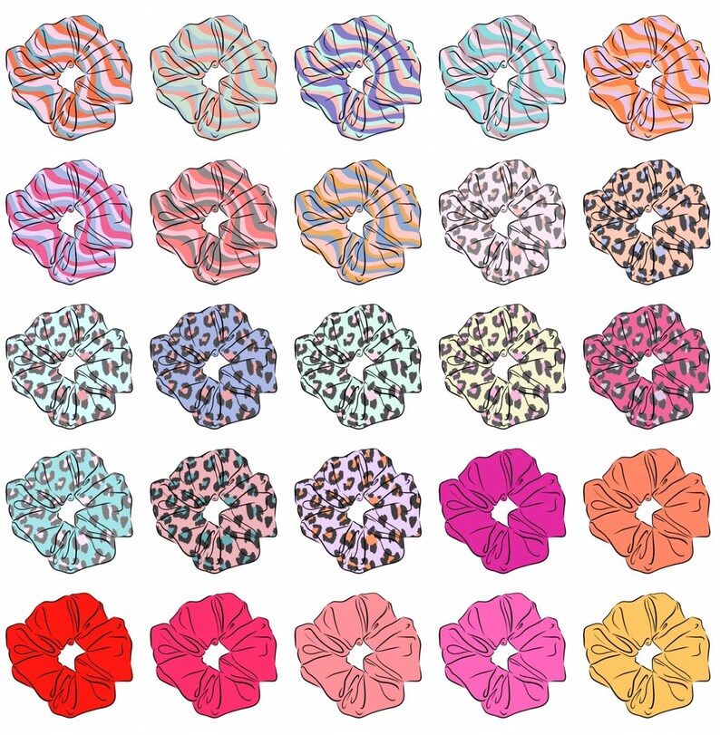 Scrunchies Clipart Set, Commercial Use Clip Art, Scrunchies Art Design ...