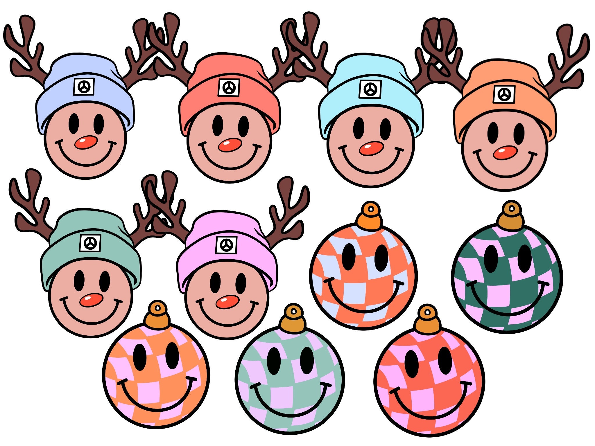 Hippie Christmas Clipart Groovy Christmas Clip Art Retro - Etsy