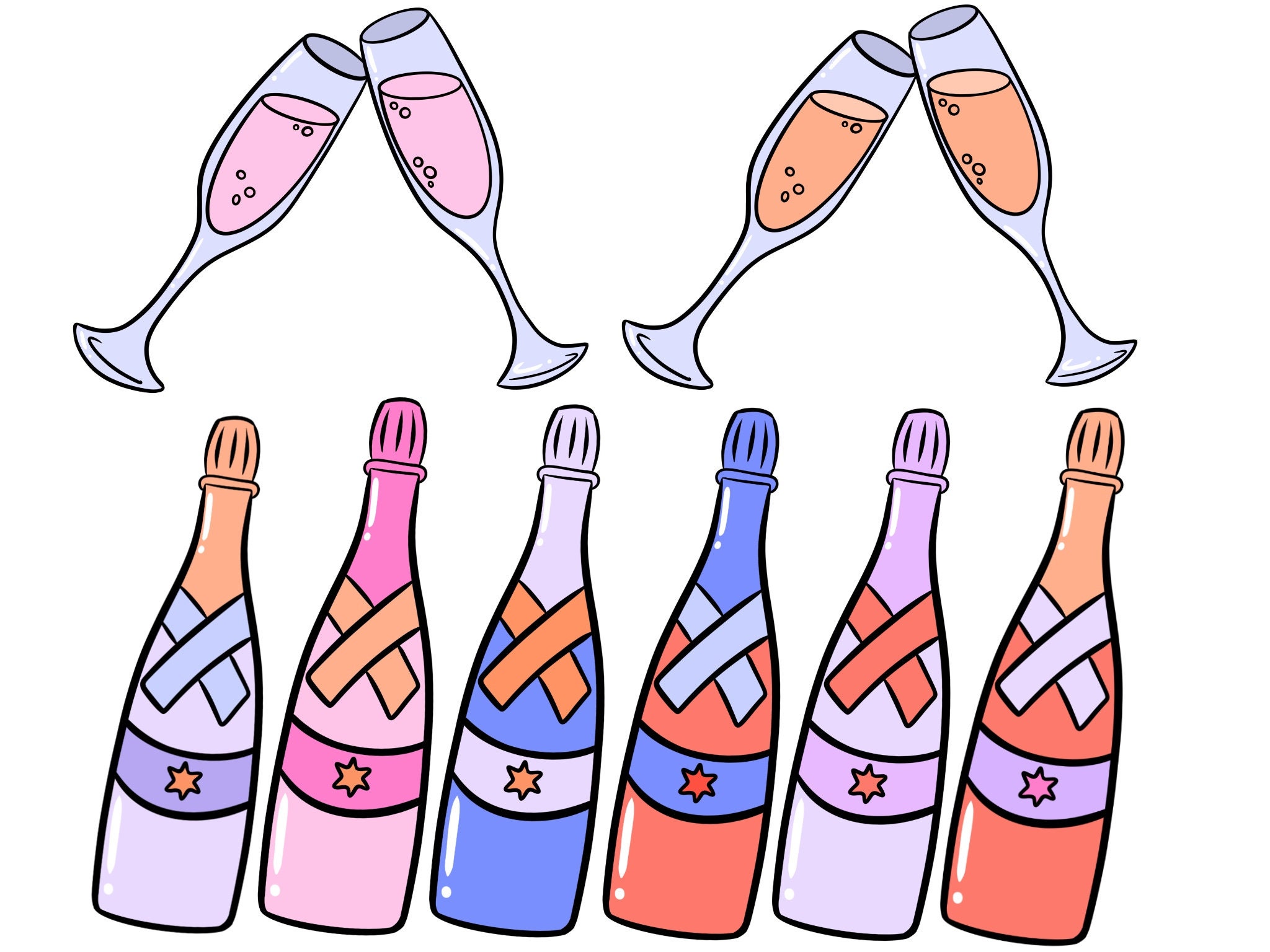 Hippie New Year Clipart, Groovy New Year Clipart Art, New Year's Eve ...