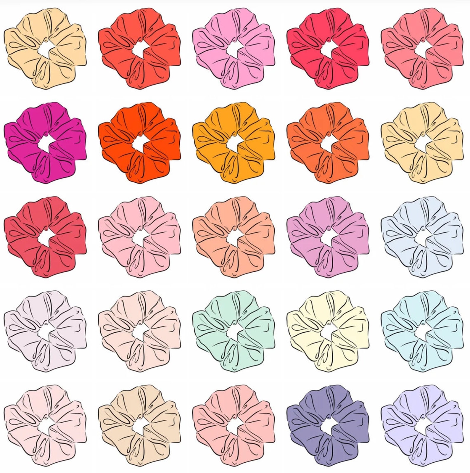 Scrunchies Clipart Set, Commercial Use Clip Art, Scrunchies Art Design ...