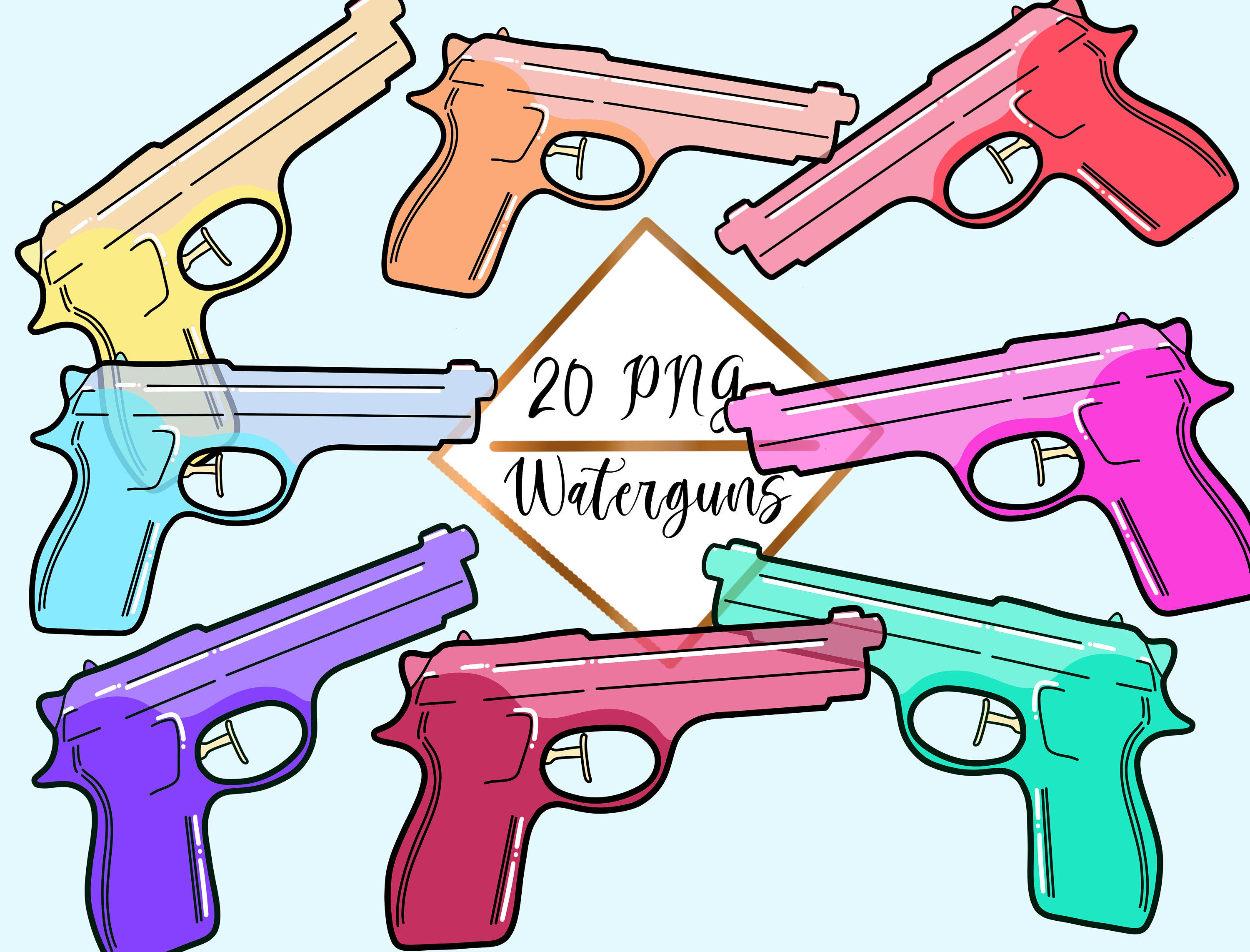 Water Gun Clipart, Water Pistol Clip Art, Watergun Png, Sticker Clipart ...