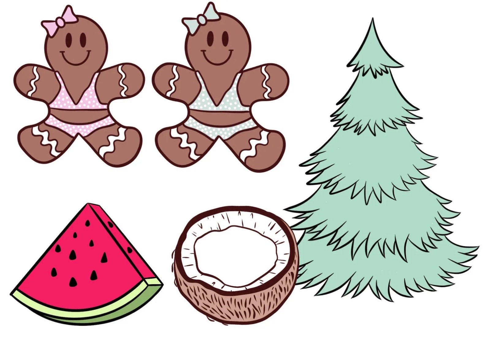 Tropical Christmas Clipart, Boho Christmas Clip Art, Hippie Christmas ...