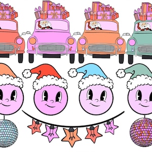 Hippie Christmas Clipart, Groovy Christmas Clip Art, Retro Christmas ...