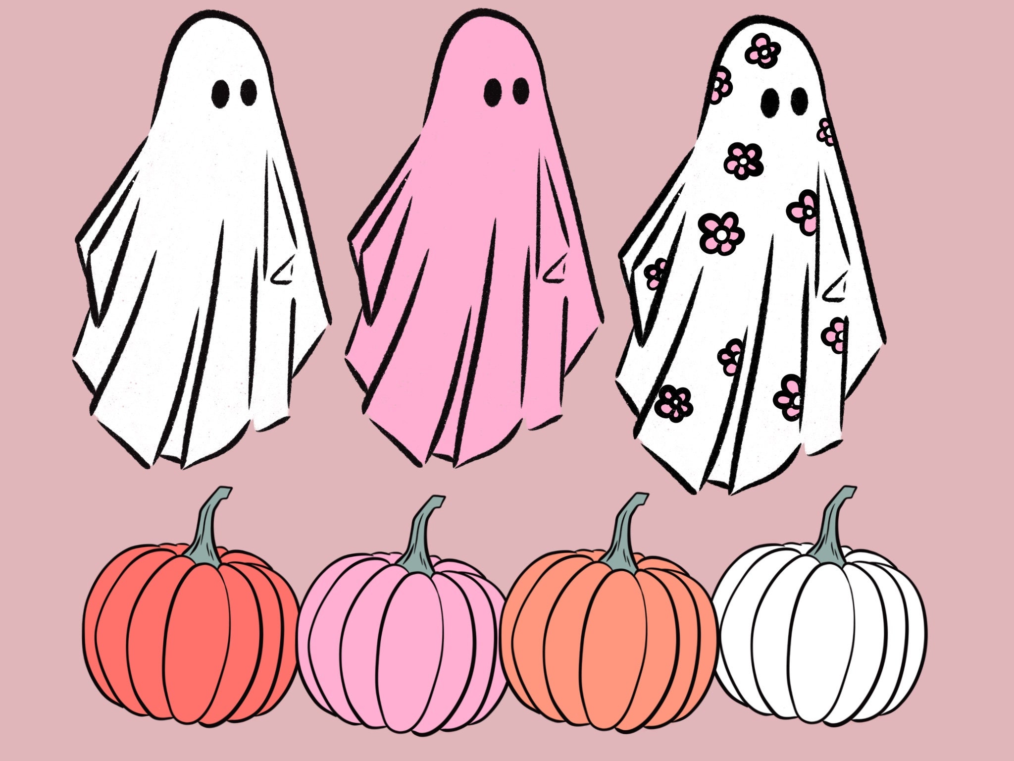 Hippie Halloween Clipart, Groovy Halloween Clip Art, Retro Clipart Set ...