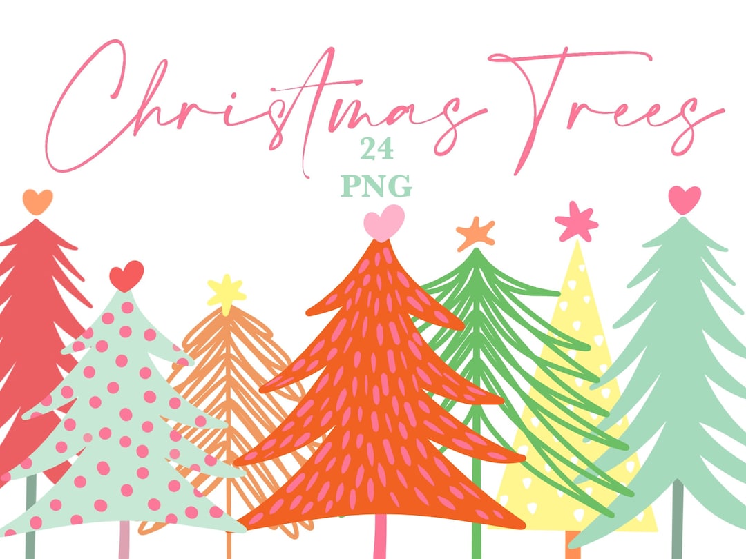 Boho Christmas Tree Clipart, Boho Christmastree Clip Art, Minimalist ...