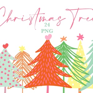 Boho Christmas Tree Clipart, Boho Christmastree Clip Art, Minimalist ...