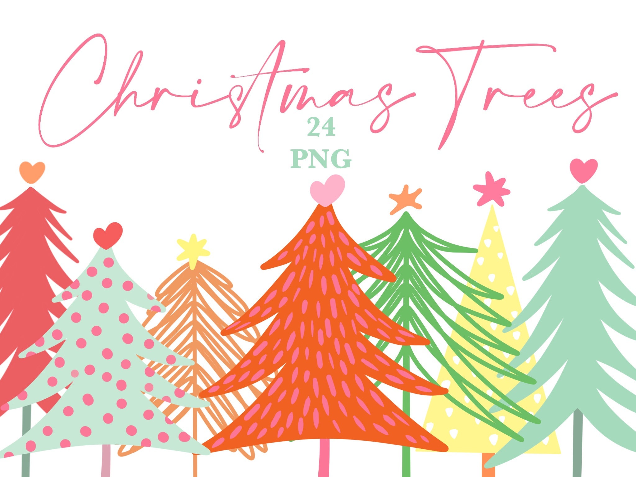 Boho Christmas Tree Clipart, Boho Christmastree Clip Art, Minimalist ...