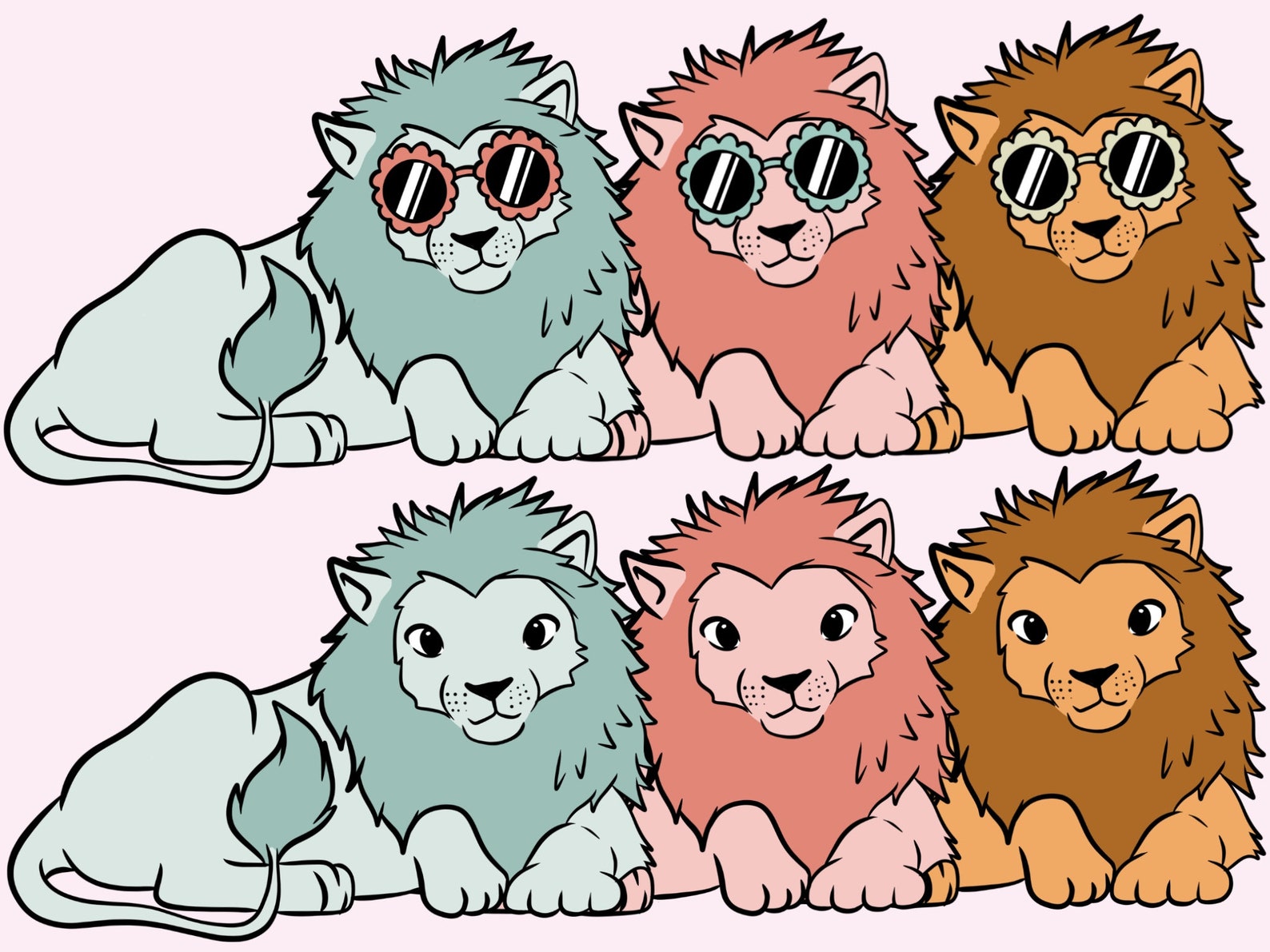 Groovy Animals Clipart Hippie Animals Clip Art Zoo Animals - Etsy