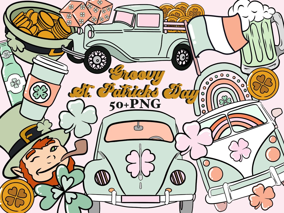 St. Patricks Day Clipart Groovy St.patricks Day St. - Etsy