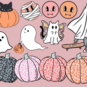 Hippie Halloween Clipart, Groovy Halloween Clip Art, Retro Clipart Set ...
