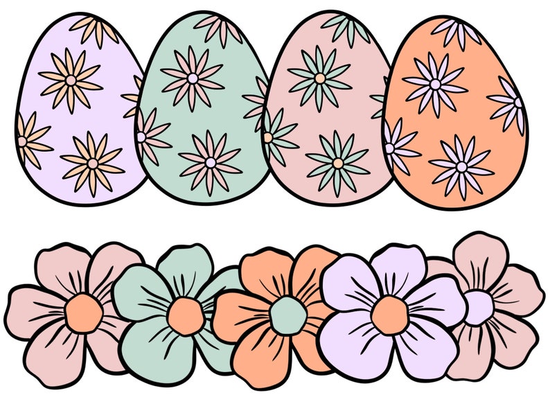 Groovy Easter Clipart Hippie Easter Clip Art Easter Bunny - Etsy