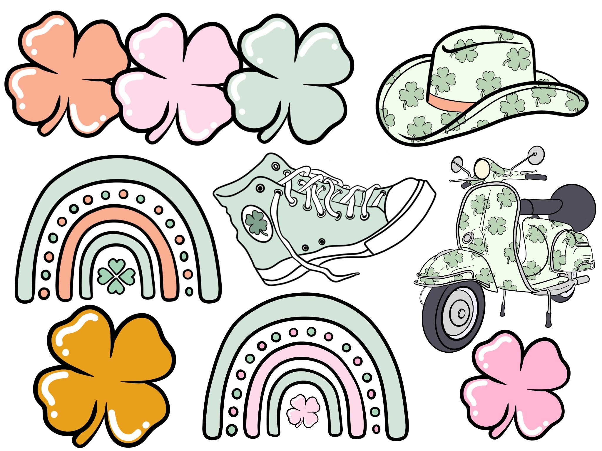 St. Patricks Day Clipart Groovy St.patricks Day St. - Etsy