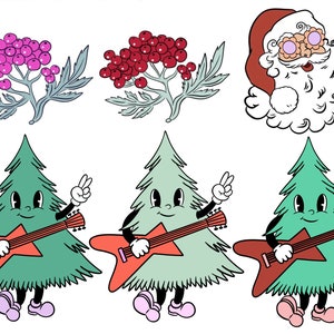 Hippie Christmas Clipart, Groovy Christmas Clip Art, Retro Christmas ...