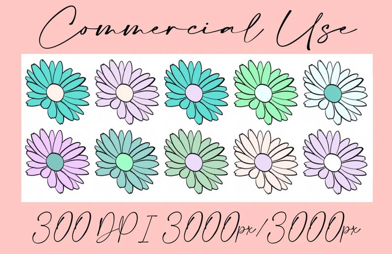 Hippie Flowers Clipart Flowers Clip Art Set Pastel Flowers - Etsy