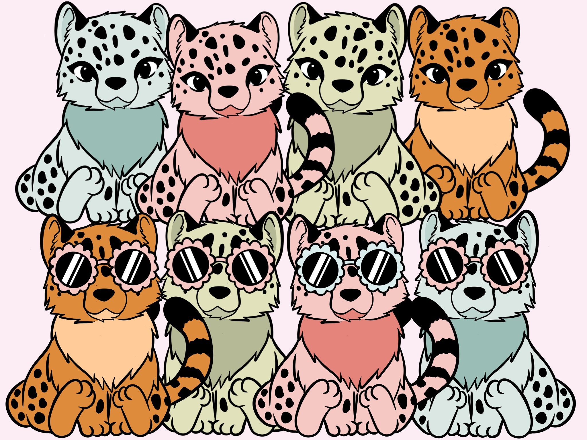 Groovy Animals Clipart, Hippie Animals Clip Art, Zoo Animals, Tropical ...