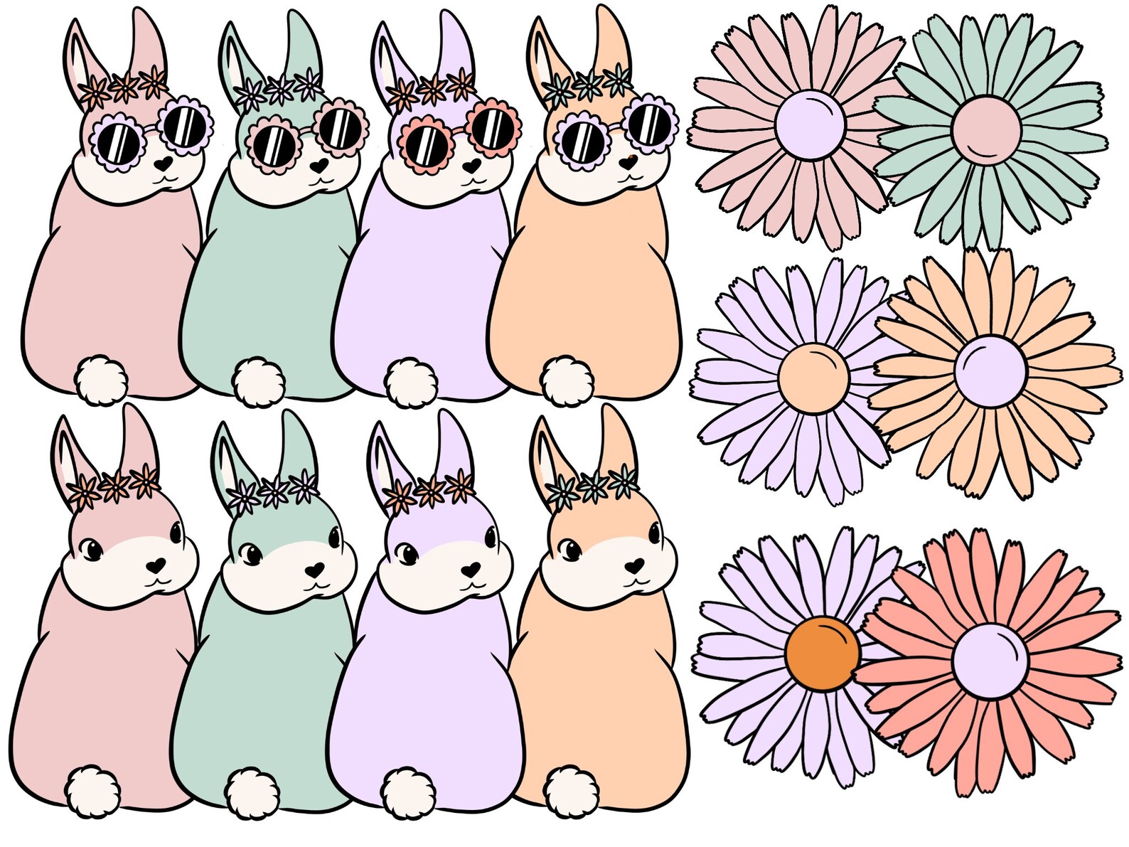 Groovy Easter Clipart Hippie Easter Clip Art Easter Bunny - Etsy