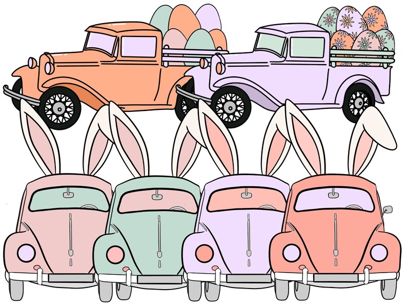 Groovy Easter Clipart Hippie Easter Clip Art Easter Bunny - Etsy
