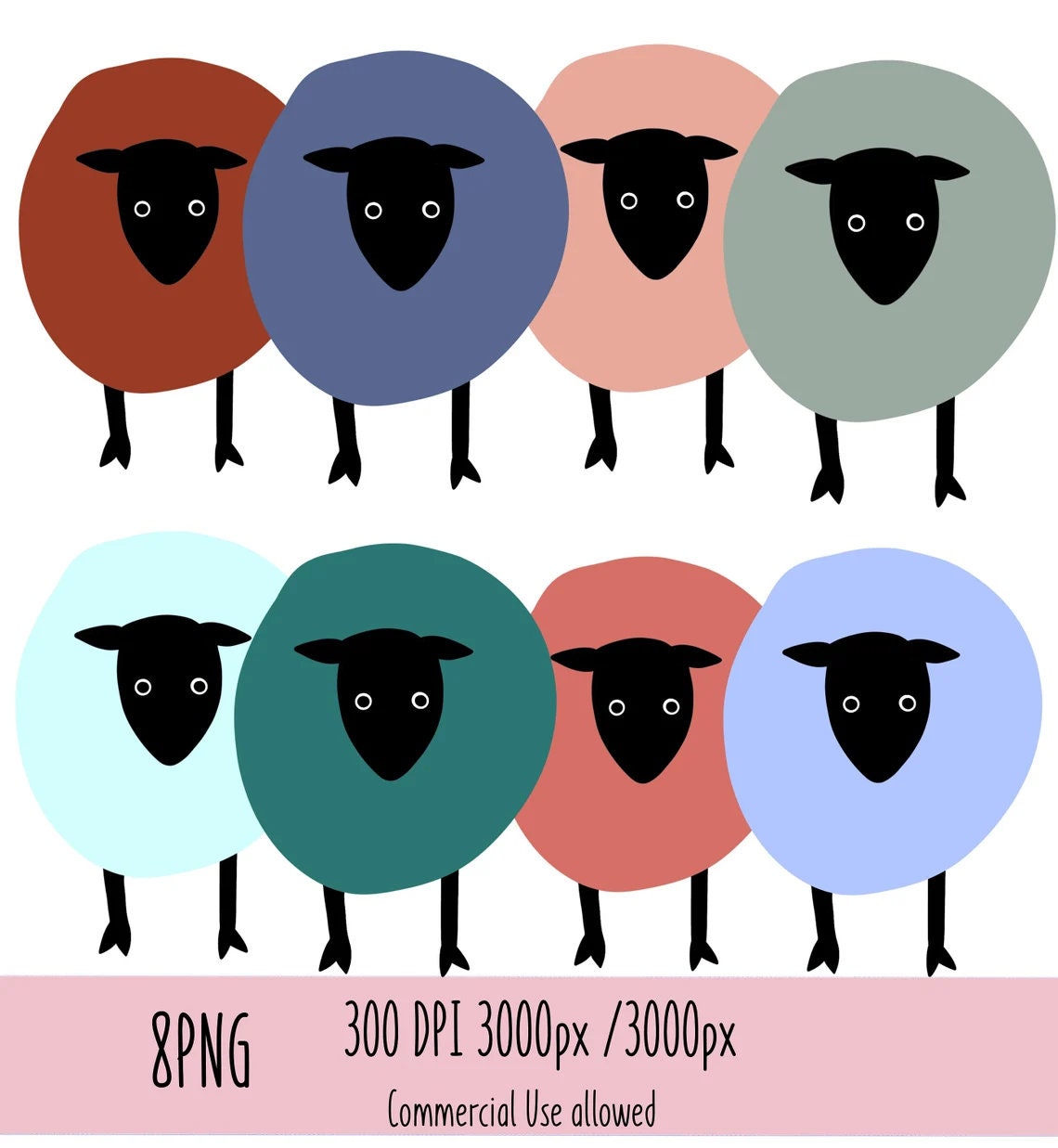 Sheep Clipart Set Cute Sheep Clip Art Kids Clipart Design - Etsy
