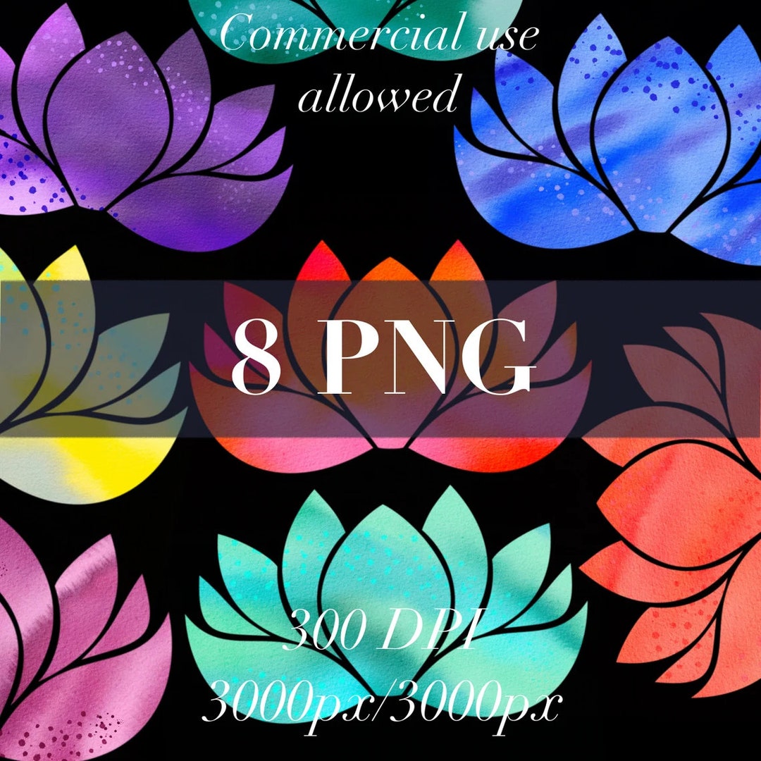 Watercolor Lotus Clipart, Lotus Flower Clip Art, Clipart Set Download ...