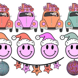 Hippie Christmas Clipart Groovy Christmas Clip Art Retro - Etsy