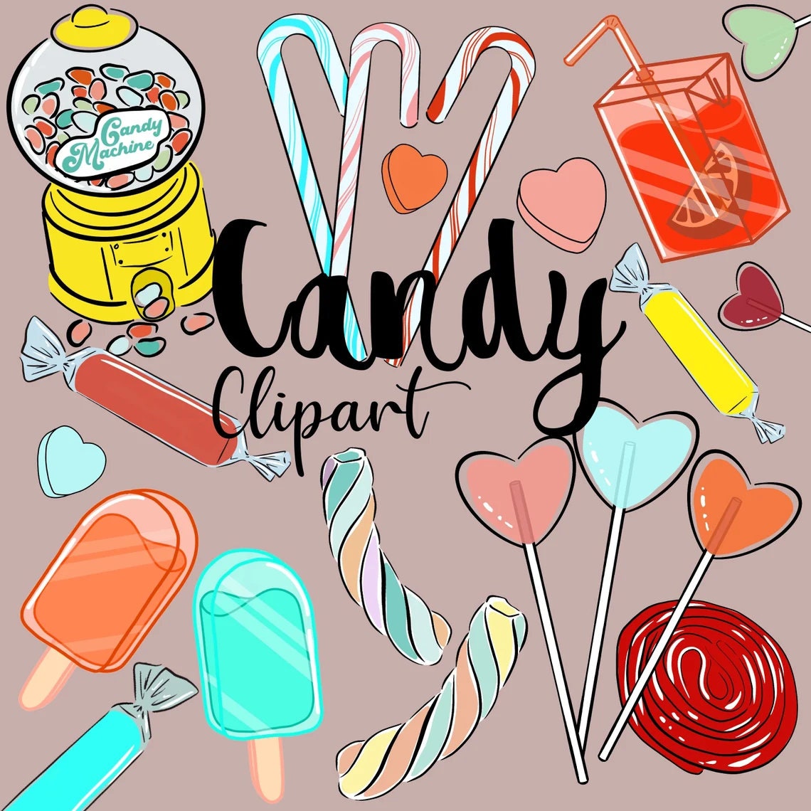 Candy Clipart Set, Clip Art Sweets, Candy Clipart Digital Download ...