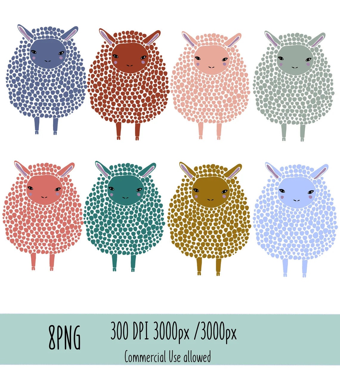 Sheep Clipart Set, Cute Sheep Clip Art, Kids Clipart Design, Sheep Art ...
