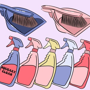 Spring Clean Clipart, Cleaning Clip Art Set, House Work Clipart ...
